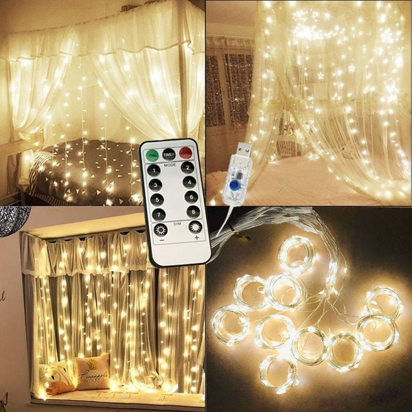 3X3M Led Curtain Light 300LEDS String Christmas Fairy Light Usb Garland ...