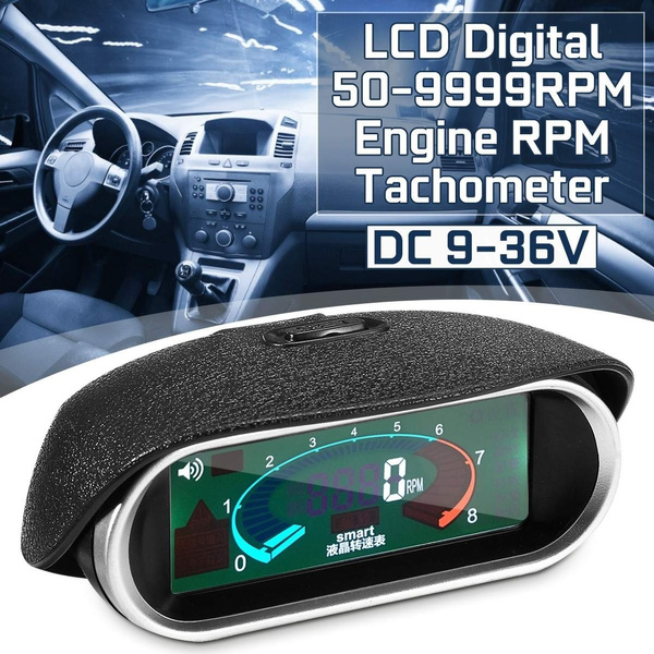 50~9999RPM Universal Car Horizontal LCD Tachometer Digital Engine Tach ...