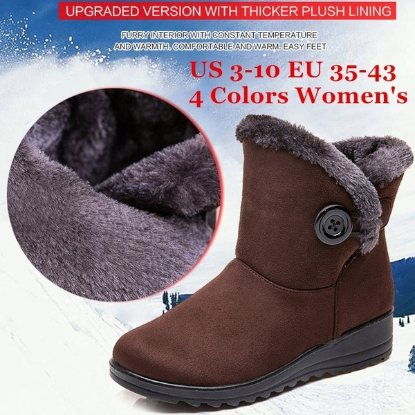 Size 36-42 Women Fashion Winter Warm Anti-slip Flats Snow Boots Low ...
