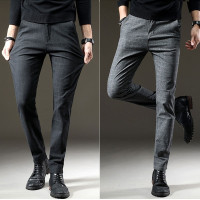 Fashion Long Pants Men Casual Elastic Long Trousers Male Cotton Lattice ...