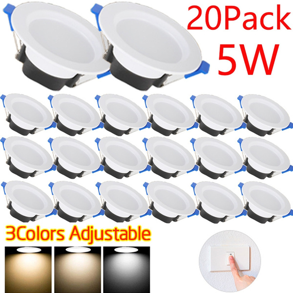Pack of 20, 5W Dimmable three colors LED Recessed Downlight LED ...