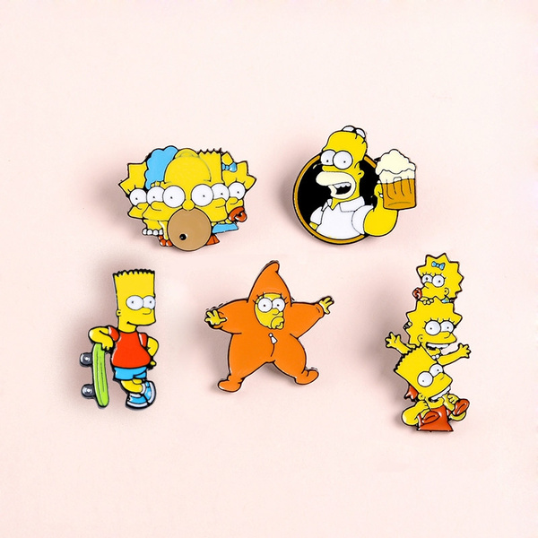 The Simpsons Enamel Pins Simpson TV Show Cartoon Brooch Funny Badge for ...