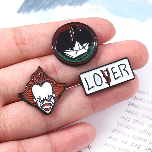 Stephen King IT Enamel Pin Pennywise Clown Pin Paper Boat Brooch Horror ...