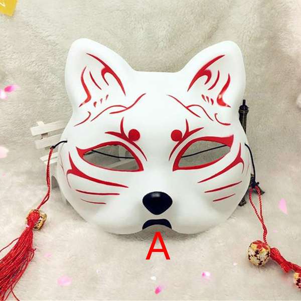 Fox Masks Japanese Cosplay Mask Half Face PVC Masquerade Masks Cosplay ...