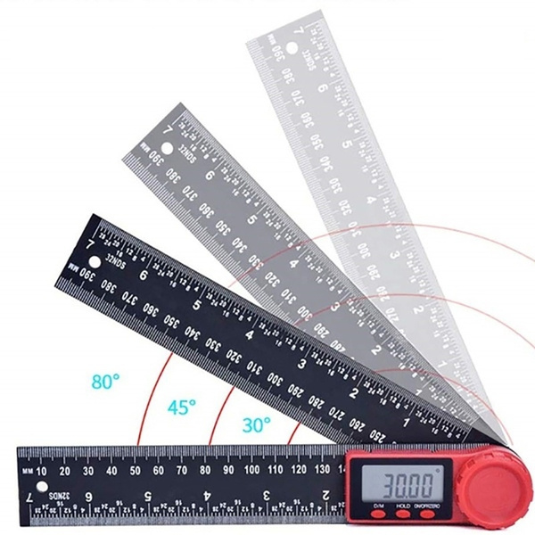 200mm 300mm 360° LCD Display Carbon Fiber Digital Angle Ruler ...
