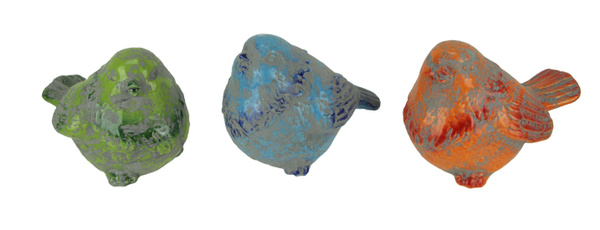 Rustic Blue Orange and Green Ceramic Bird Figurines Set of 3 | Wish