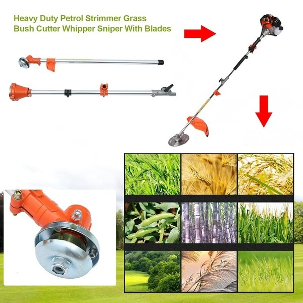 Heavy Duty Petrol Strimmer Grass Bush Cutter Whipper Sniper With Blades ...