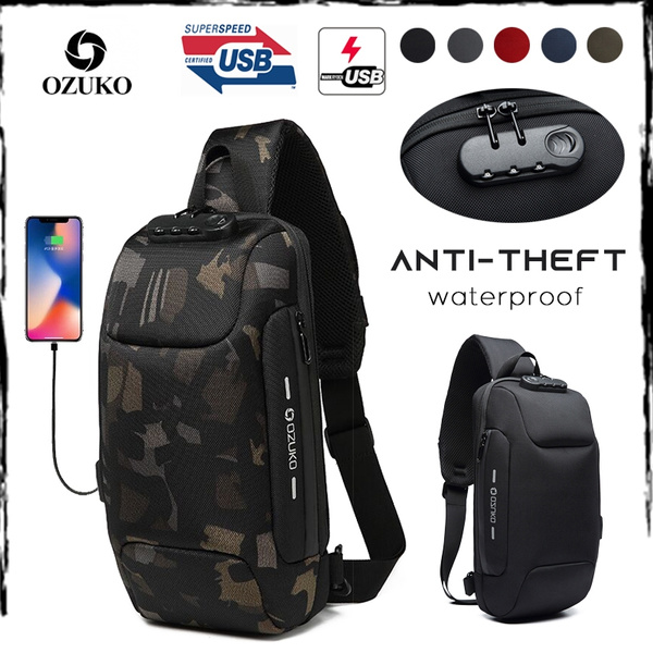 2019 New Multifunction Sling Backpack USB Anti-Theft Men'S Chest Bag ...