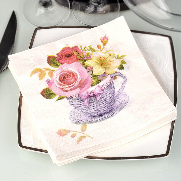 20Pcs/lot Floral Flower Theme Paper Napkins Tissue Napkins Decoupage ...