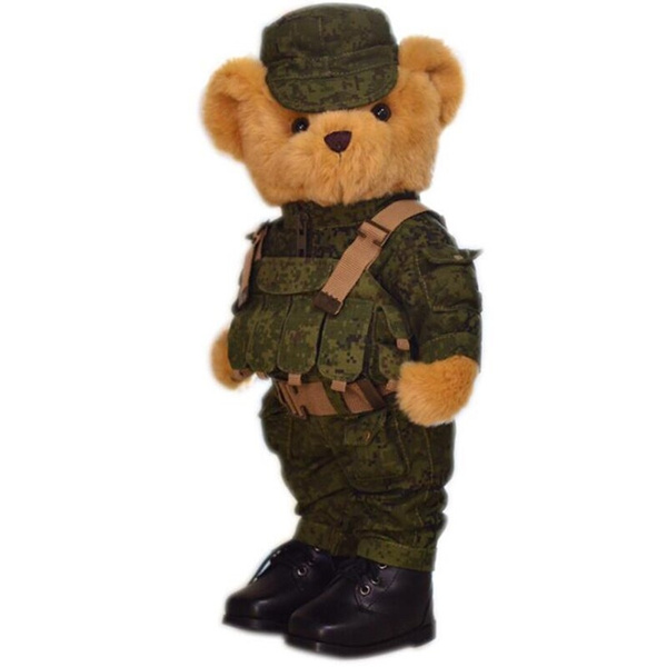38cm Creative Teddy Bear Pillows Military Uniform bear Joint movable ...