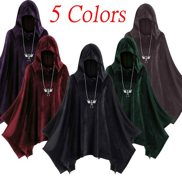 5Colors New Fashion Medieval Hooded Velvet Cloack Cape Renaissance ...