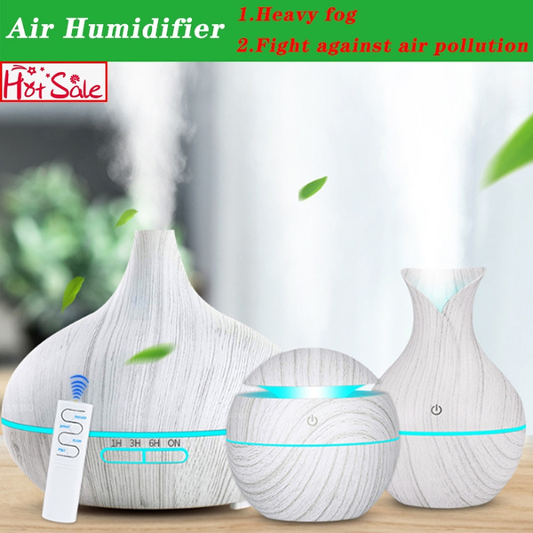 3-Piece Set Wood Grain Air Humidifier Aroma Essential Oil Diffuser ...