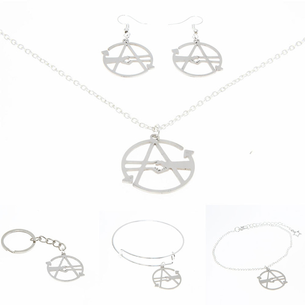 Anarcho anarchy cross Symbol necklace Silver tone Proudhonian Mutualism ...