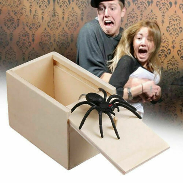 Wooden Prank Spider Scare Box Hidden in Case Trick Play Jokes Scare Box ...