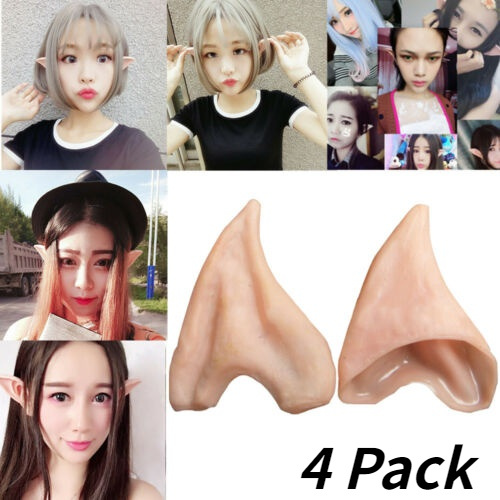 2 Pairs Fairy Pixie Elf Cosplay Halloween Costume Latex Pointed ...