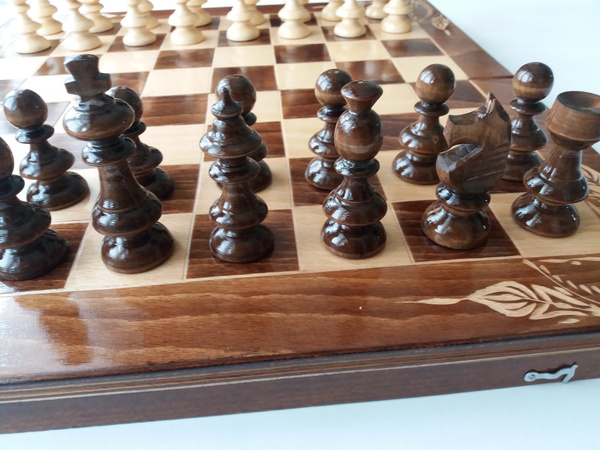 New wooden chess set 20x20 inch brown handcarved beech wood chess board ...
