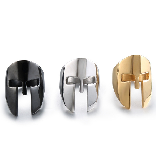 Retro Spartan Warrior Helmet Design Stainless Steel Jewelry Rings Gift ...