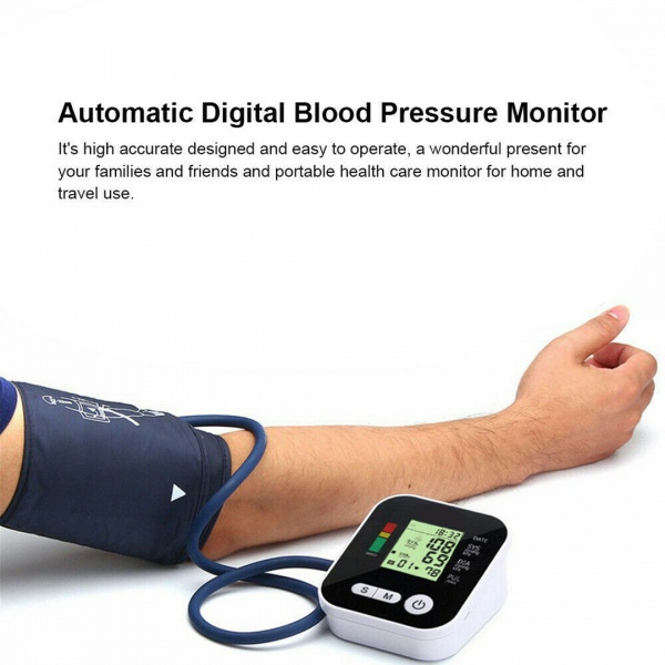 Black Digital Automatic Blood Pressure Arm Monitor Upper BP Machine W ...
