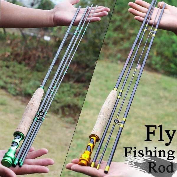 Sougayilang Fly Fishing Rod Portable 4 Section 2.7M Cork Handle Carbon ...