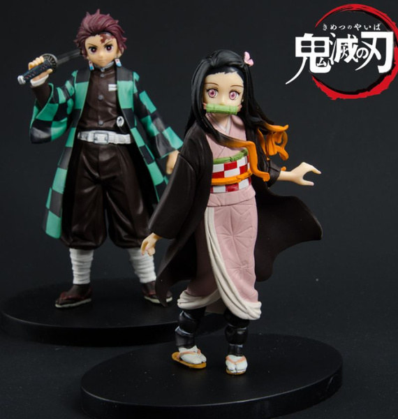 Demon Slayer PVC Action Figures Tanjirou Nezuko Anime Kimetsu No Yaiba ...