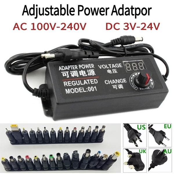 Adjustable AC To DC 3V-24V 3A Universal Adapter with Display Screen Voltage Regulated Power ...