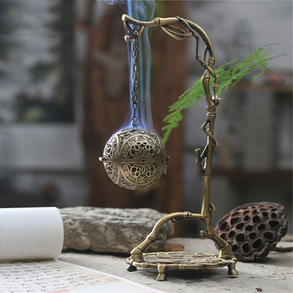 LLS Alloy Hollow Dragon Ball Incense Burner Retro Incenser Holder ...