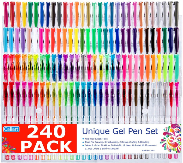 240 Gel Pens Set for Adult Coloring Books Doodling Drawing Scrapbooking ...