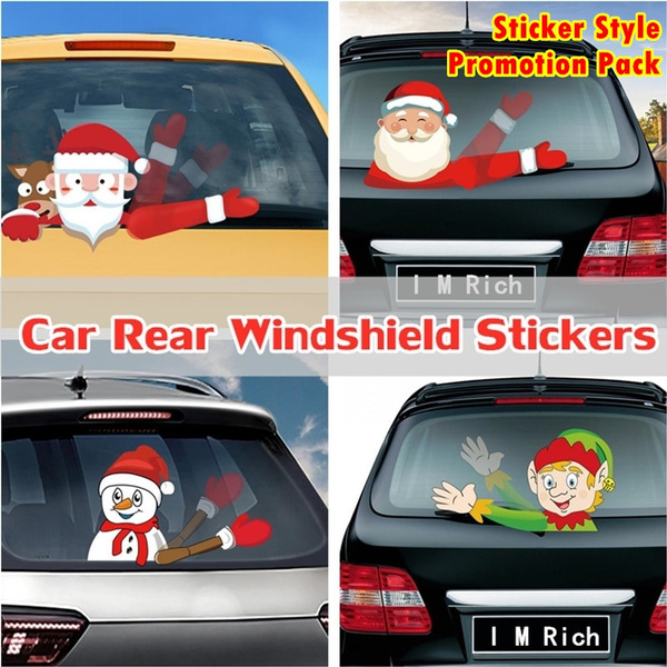 Christmas Decoration Santa Claus Waving Car Stickers Styling Window ...
