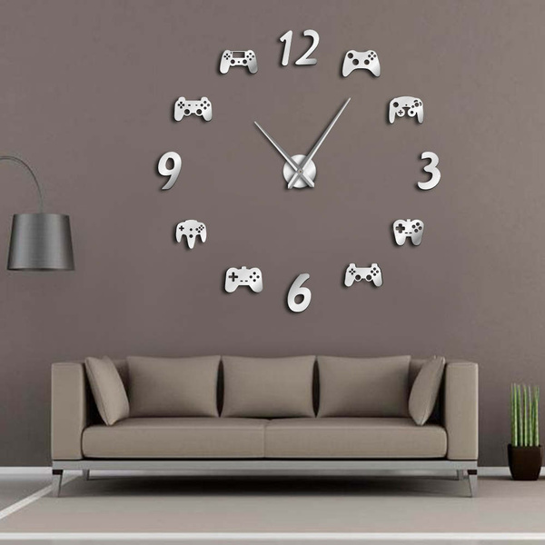 Video Game Controllers DIY Large Wall Clock Game Room Decor Modern ...