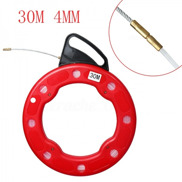 100Ft Fish Tape Reel Wire Pulling Tools 30m Electrical Fiberglass Cable ...