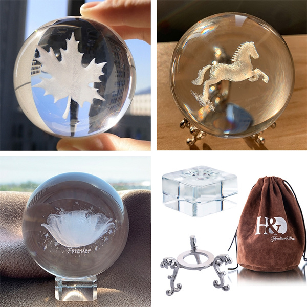 H&D 60MM Crystal Ball Sphere Display Glass Paperweight Magic Ball ...