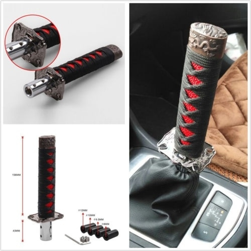 Universal Samurai Sword Gear Shift Knob Shifter Katana Metal Black+Red ...