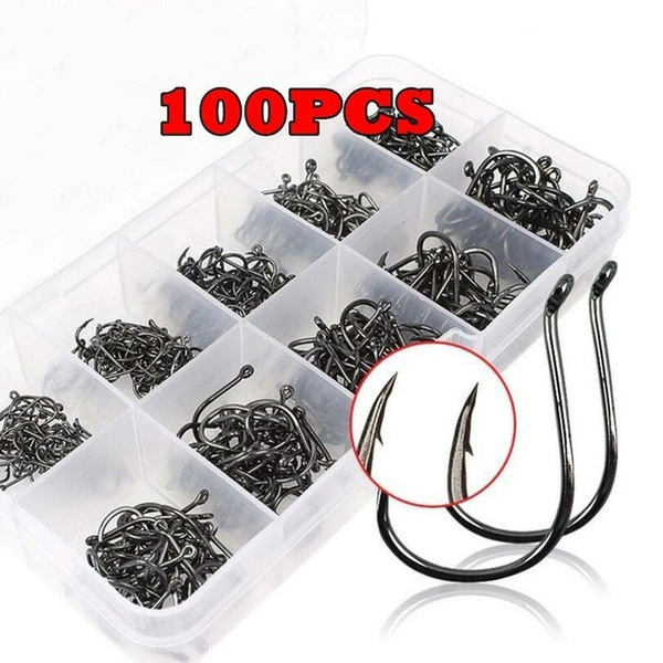 2colors 100pcs/box 10 Sizes Fishing Outdoor Strong Sharp Stainless ...