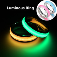 2019 Fashion Stainless Steel Luminous Ring Ladies Finger Rings Glow In ...