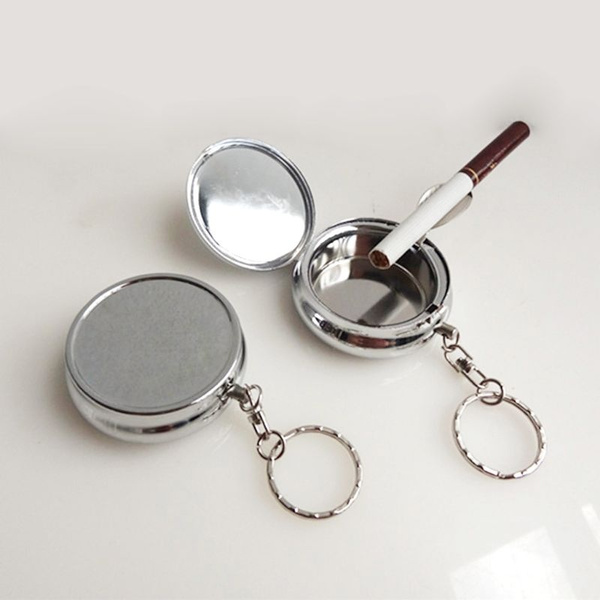 Portable Pocket Cigarette Ashtray Stainless Steel Key Chain Outdoor Ash ...