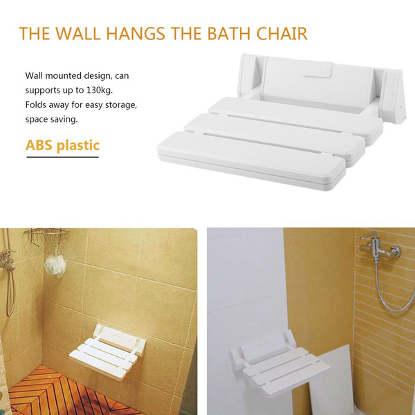 Wall Mounted Bathroom Fold Down Shower Seat Chair Stool Folding Bath ...