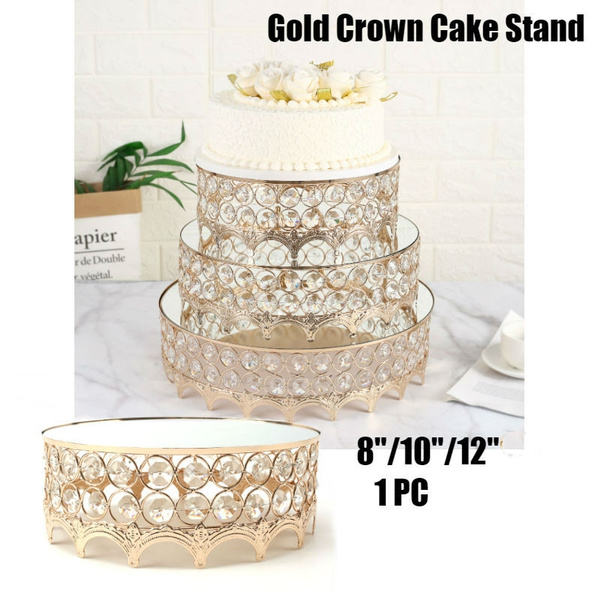 Bridal Gold Crystal Cake Stand Crown Wedding Cake Stand Mirror-top ...
