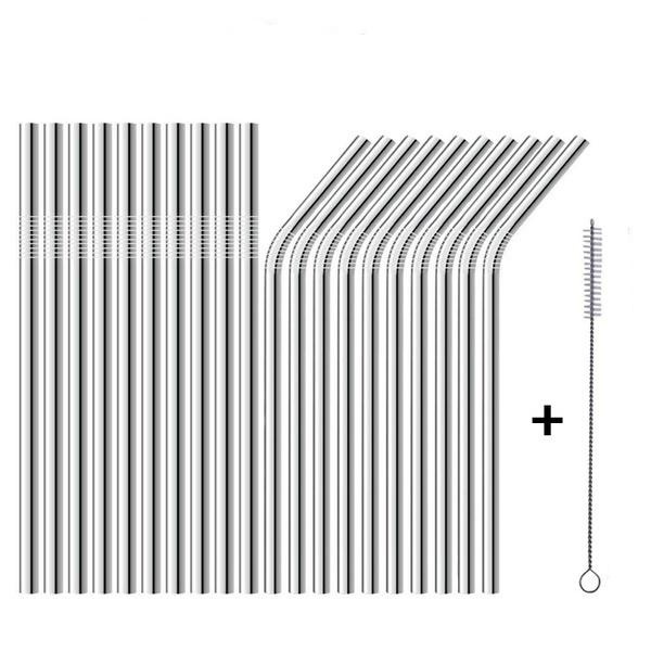 New Stainless Steel Reusable Silver Straws Drinking Straw Bend ...