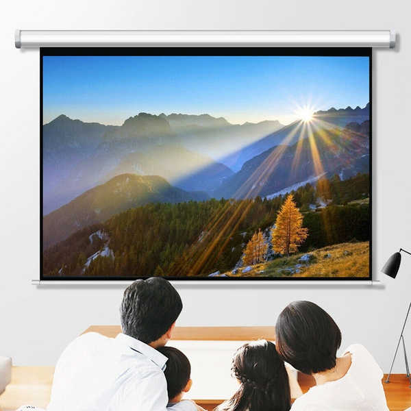 100" Pull Down Projector Screen Meeting Room Home Theater HD Projection ...