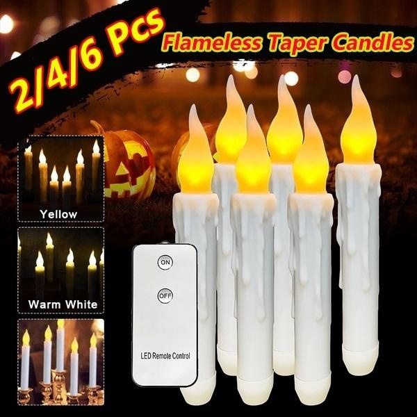 LED Remote Control Wax Flickering Flameless Candle Lights Battery ...