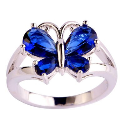 Elegant Woman Ring 925 Sterling Silver Blue Butterfly Ring Party Ring ...