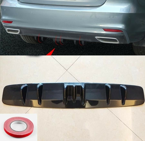 33" x5" Shark Fin Universal Rear Bumper Lip Diffuser 7 Fin Gloss Black ...