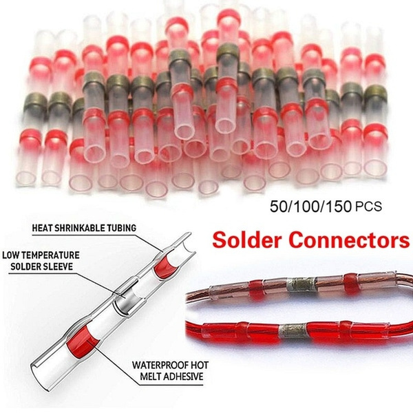 50/100/150 PCS Waterproof Heat Shrink Connectors Solder Seal Wire ...