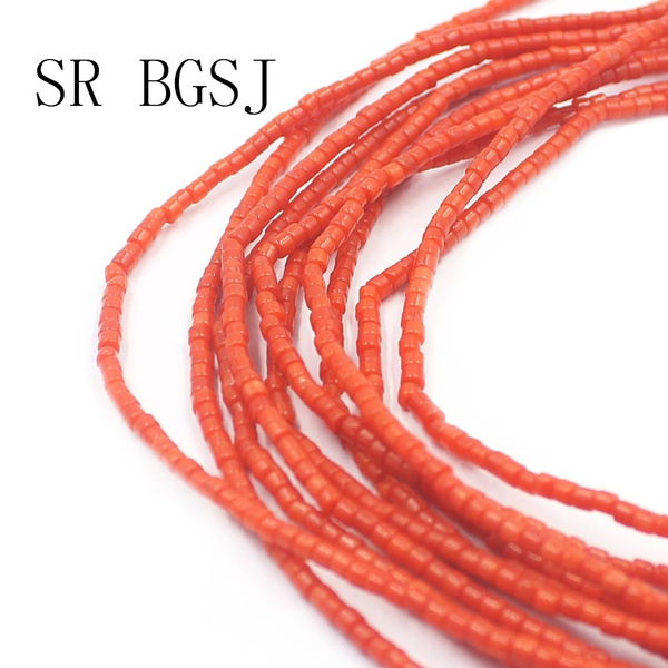2x2mm Orange Red Sea Bamboo Coral Tube Column Shape Spacer Bail Seed ...