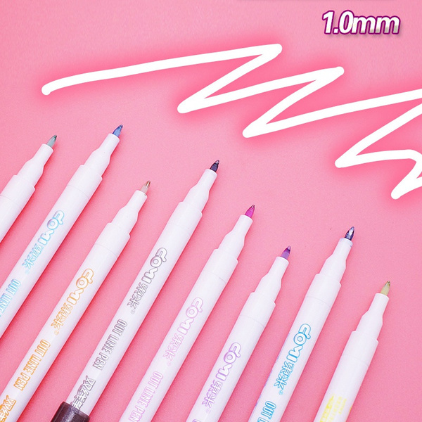 8Pcs/Set Double Liner Outline Pen Writing Drawing Pens Stationery | Wish