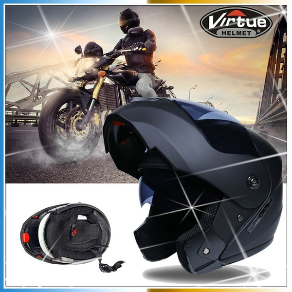 NEW Flip Up Motorcycle Helmet Racing Modular Dual Lens Motocross Moto ...