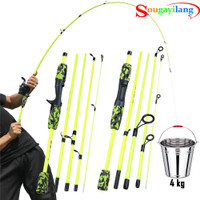 3 Color Fishing Rods Spinning or Casting Fishing Pole 5 Sections ...