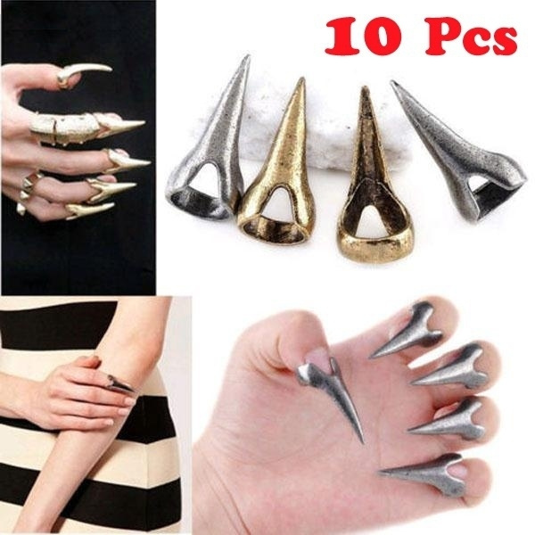 2019 New High Quality 10PCS Fashion Retro Punk Rock Gothic Talon Nail ...
