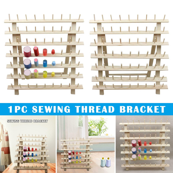63 Spool Wood Sewing Thread Stand Organizer Embroidery Storage Rack ...