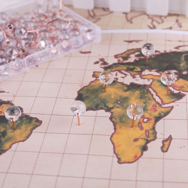 100pcs Rose Gold Pushpins Thumb Thumbtack Board Round Ball Drawing Wall ...
